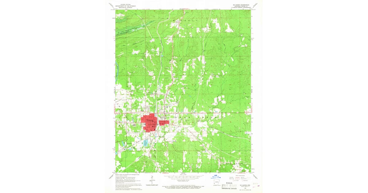1966 Map of De Queen, AR — High-Res | Pastmaps