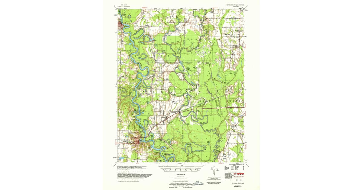 1957 Map of De Valls Bluff, AR — High-Res | Pastmaps