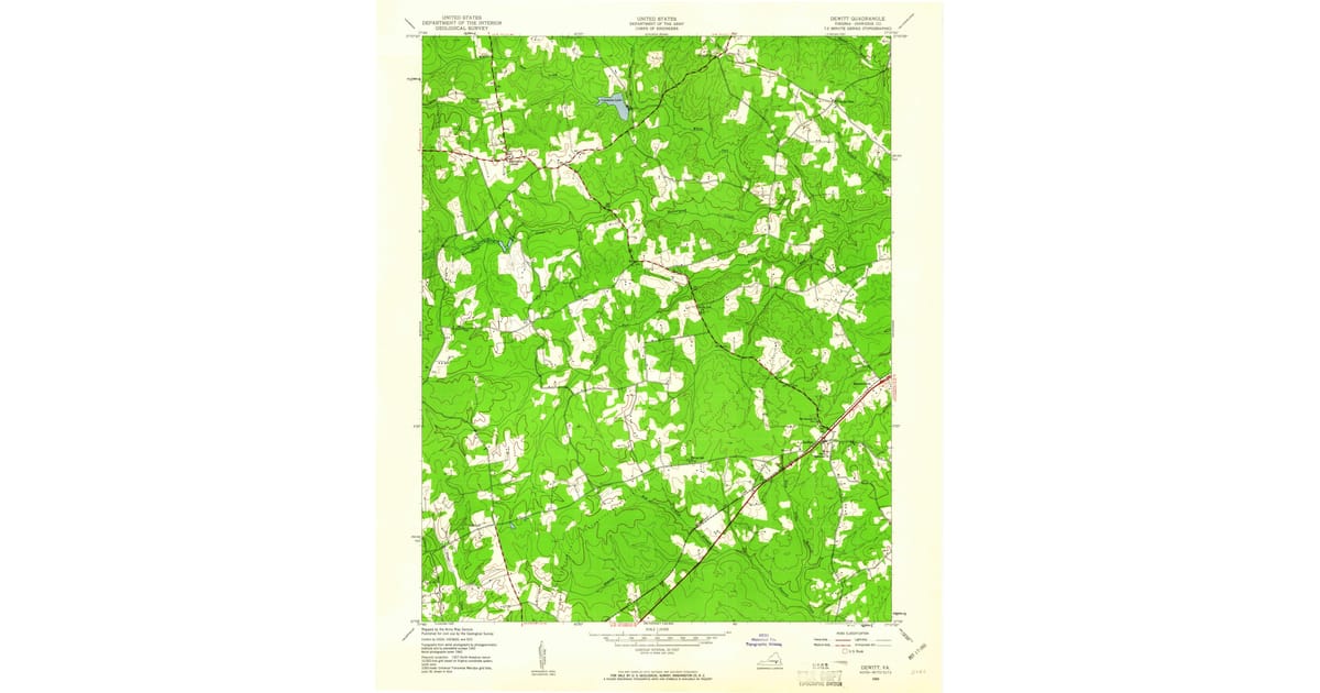 1943 Map of De Witt, Dinwiddie County, VA — High-Res | Pastmaps