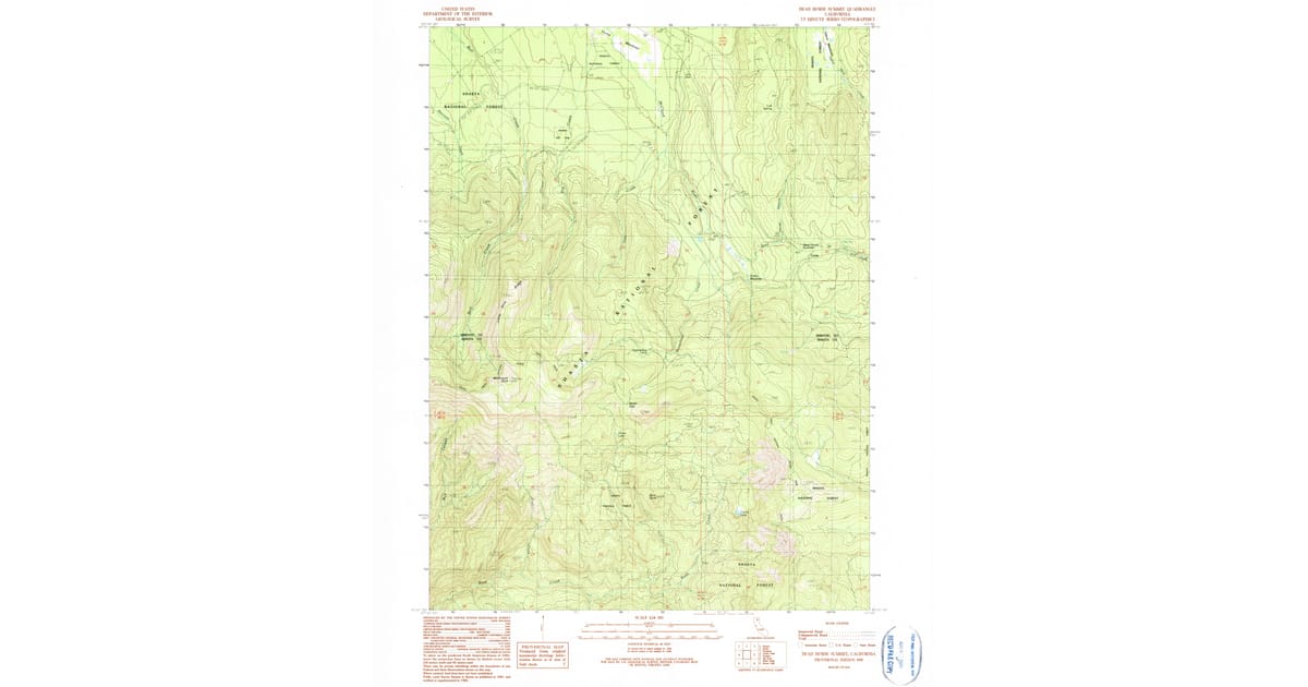 1990 Map of Dead Horse Summit, Siskiyou County, CA — High-Res | Pastmaps