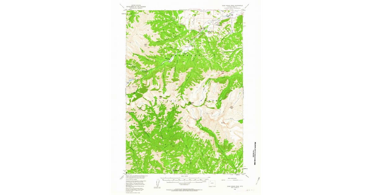 1956 Map of Dead Indian Peak, Park County, WY — High-Res | Pastmaps