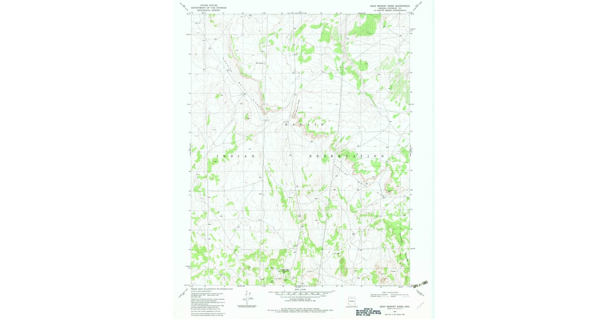 1982 Map of Dead Monkey Ridge, Coconino County, AZ — High-Res | Pastmaps