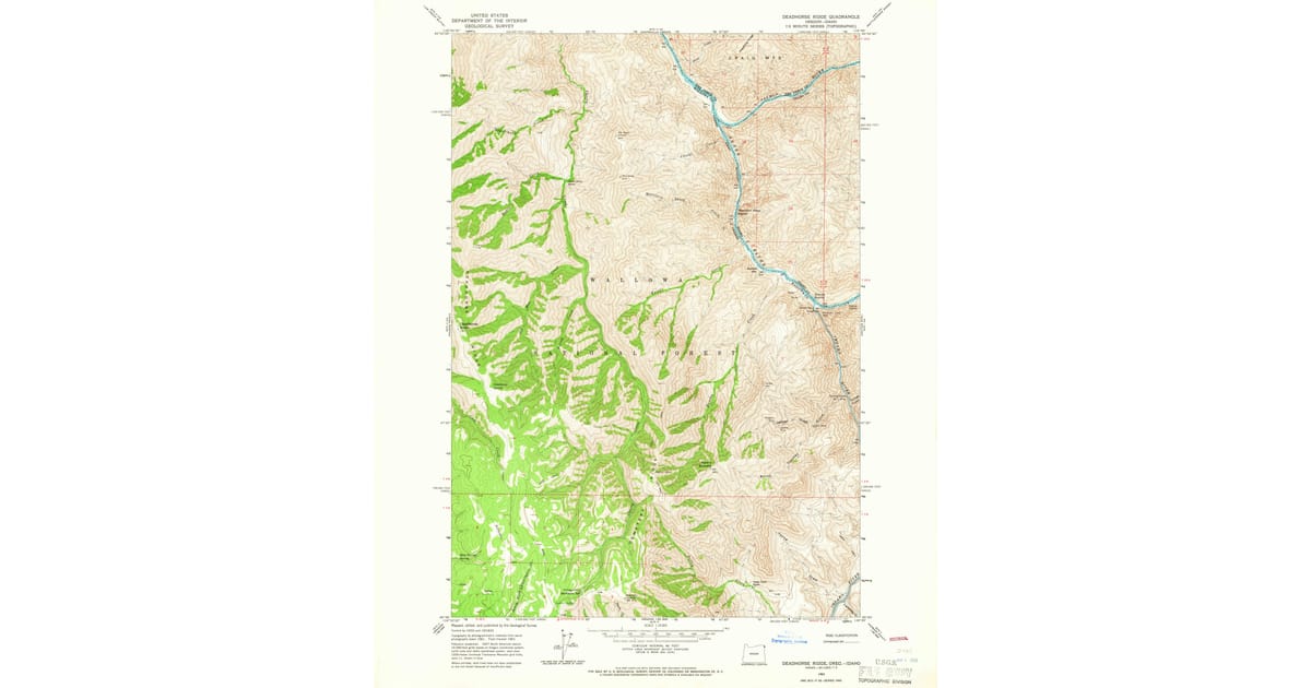 1963 Map of Deadhorse Ridge, Wallowa County, OR — High-Res | Pastmaps