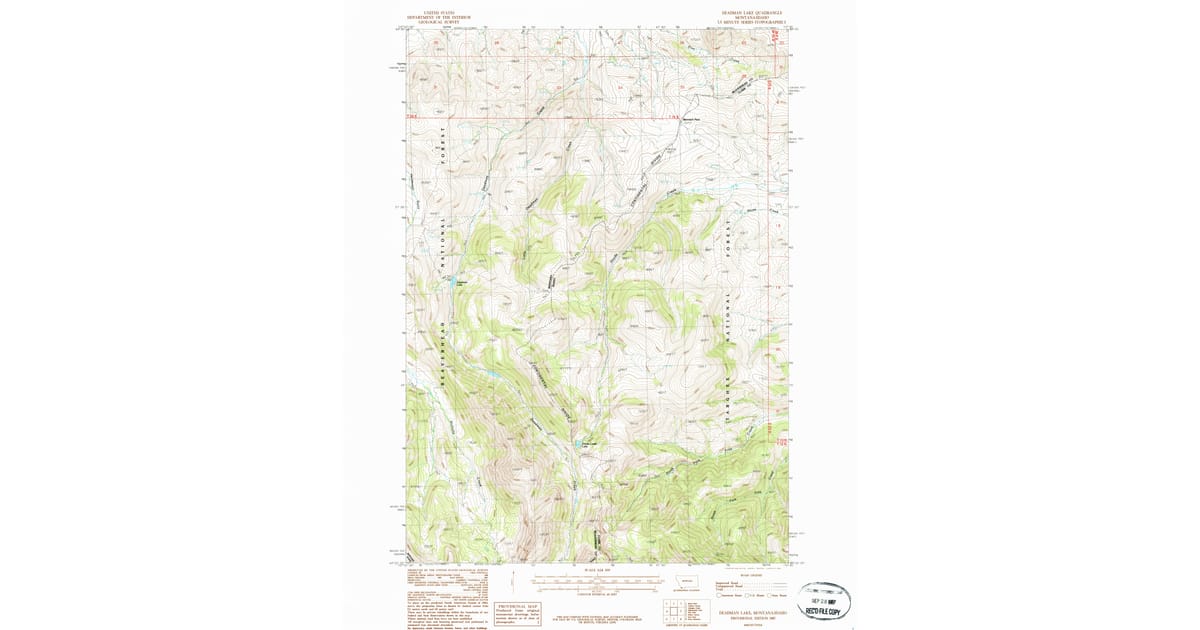 1987 Map of Deadman Lake, Beaverhead County, MT — High-Res | Pastmaps