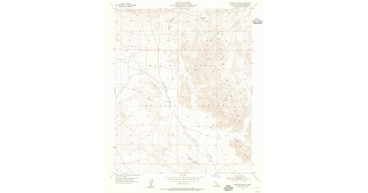 1955 Map of Deadman Lake NW, San Bernardino County, CA — High-Res ...