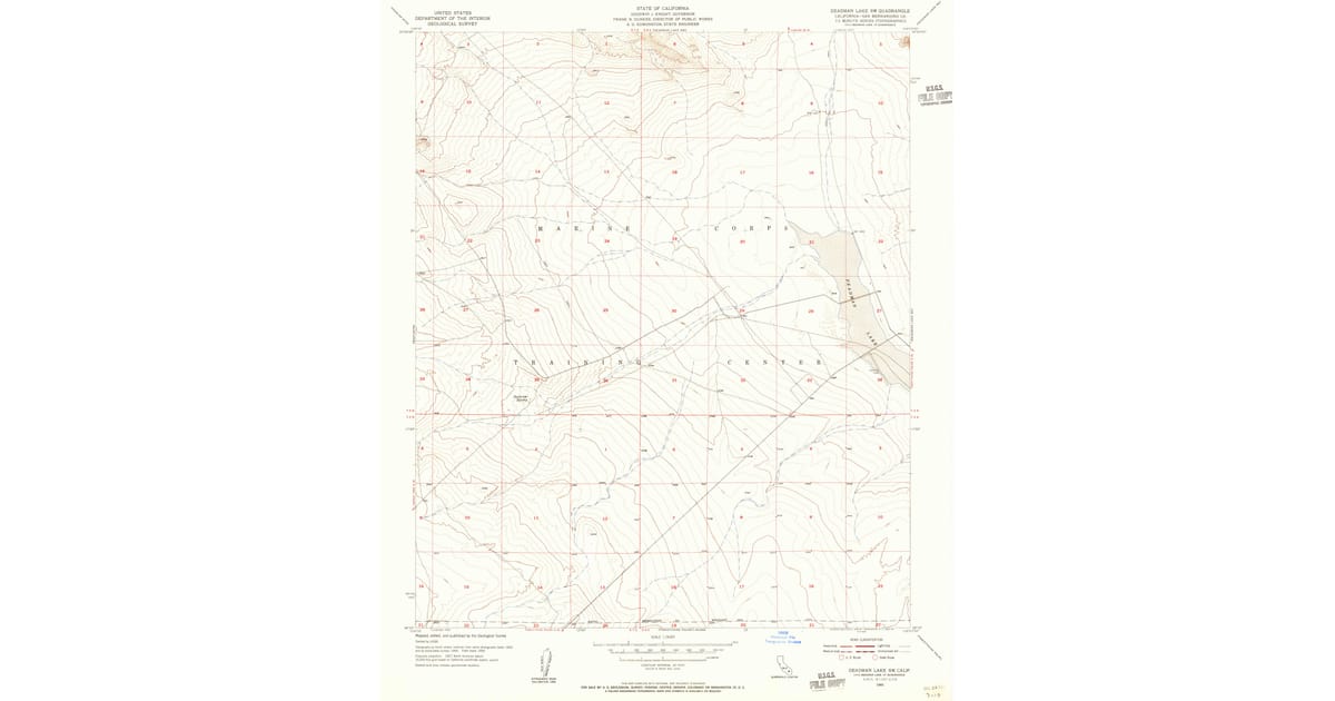 1955 Map of Deadman Lake SW, San Bernardino County, CA — High-Res ...