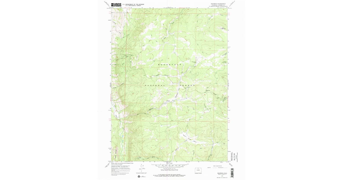 1967 Map of Deadman, Larimer County, CO — High-Res, 1974 Print #2 ...