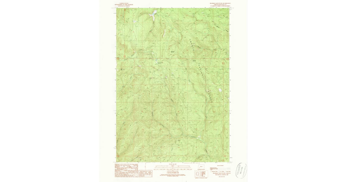1989 Map of Deadman Mountain, Douglas County, OR — High-Res | Pastmaps