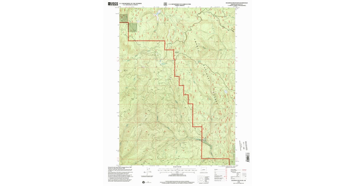 1998 Map of Deadman Mountain, Douglas County, OR — High-Res | Pastmaps