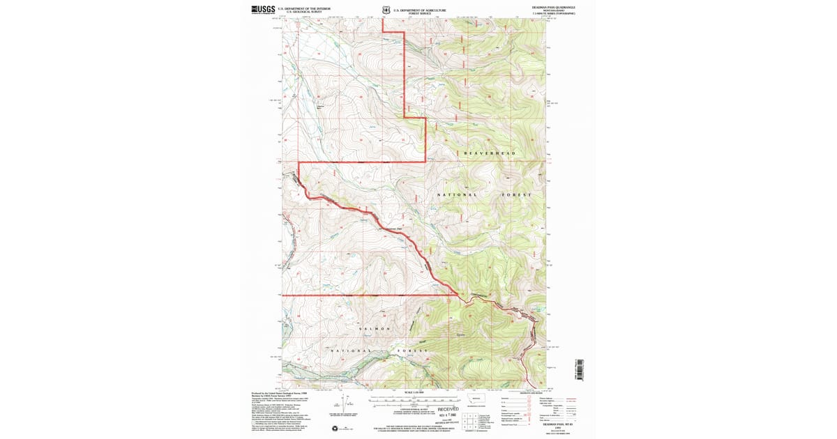 1997 Map of Deadman Pass, Beaverhead County, MT — High-Res | Pastmaps