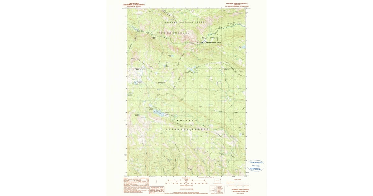 1990 Map of Deadman Point, Baker County, OR — High-Res | Pastmaps