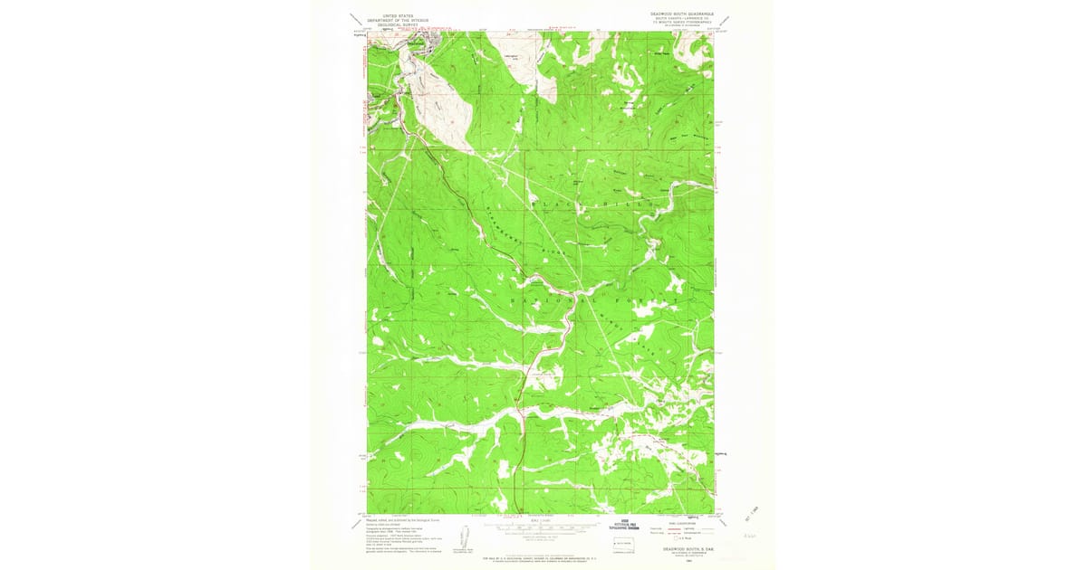 1961 Map of Deadwood South, Lawrence County, SD — High-Res | Pastmaps