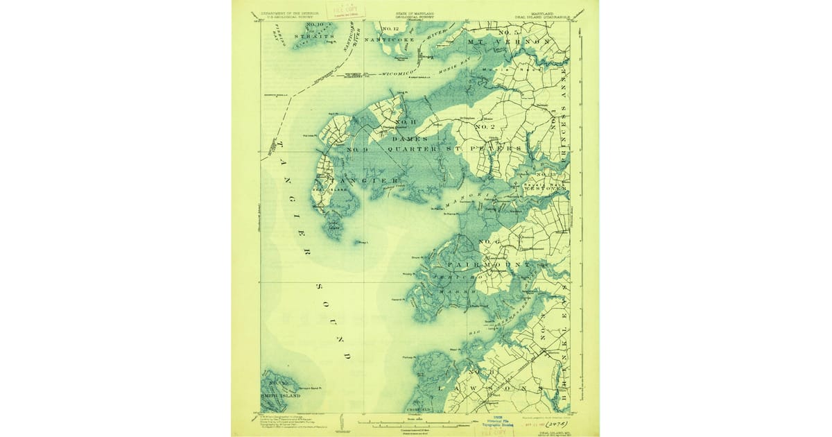 1903 Map of Deal Island, MD — High-Res, 1927 Print | Pastmaps