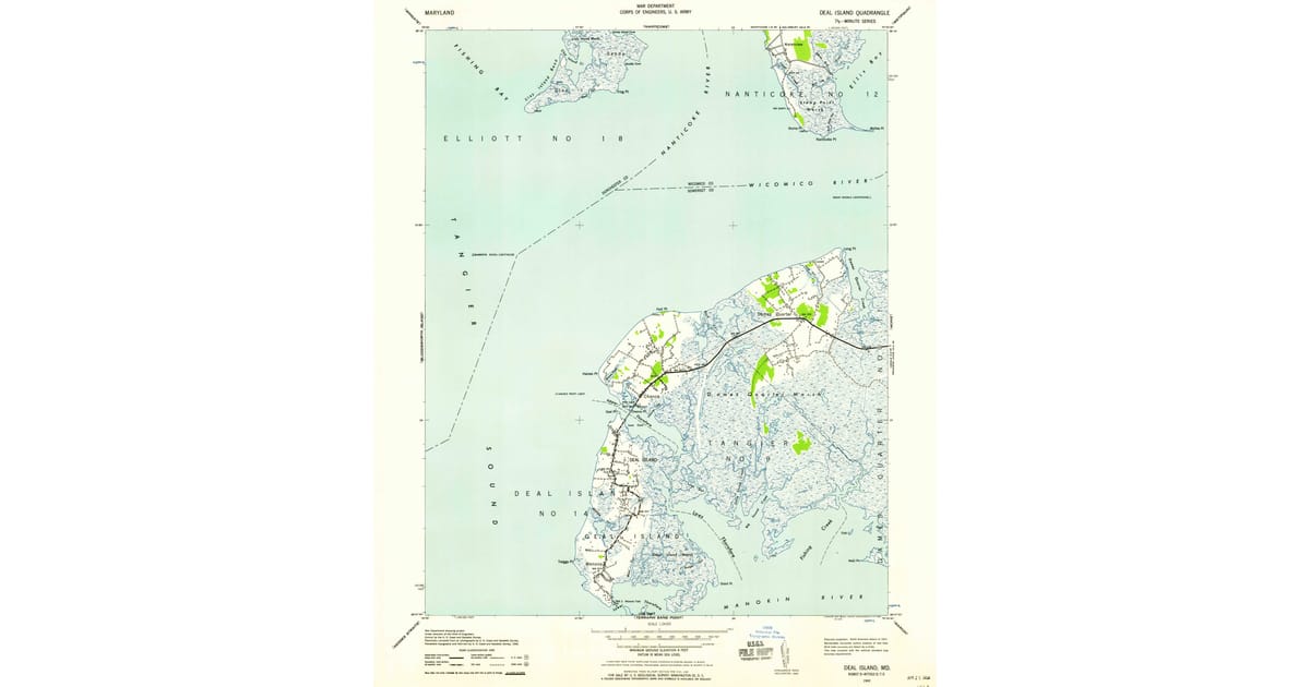 1942 Map of Deal Island, MD — High-Res | Pastmaps