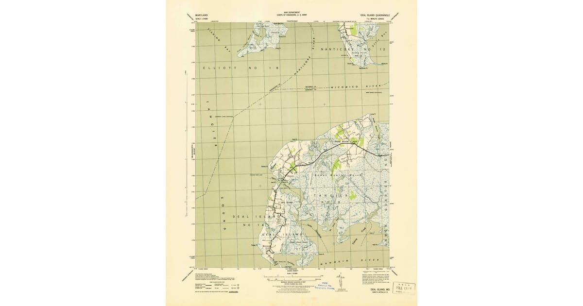 1943 Map of Deal Island, MD — High-Res | Pastmaps