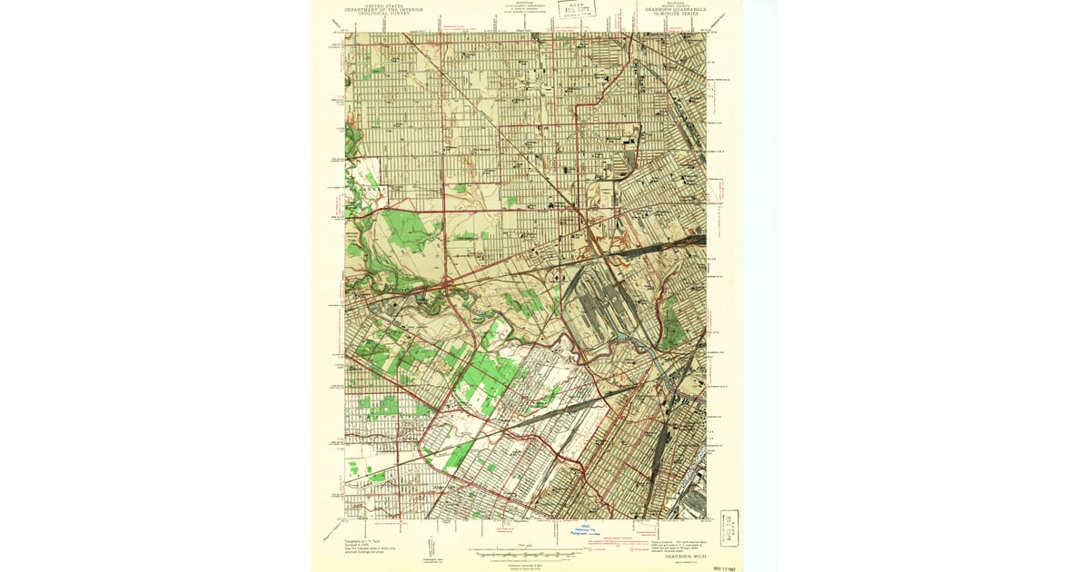 1942 Map of Dearborn, MI — High-Res | Pastmaps