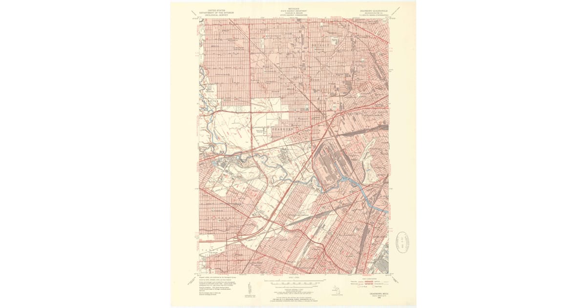 1952 Map of Dearborn, MI — High-Res, 1954 Print #2 | Pastmaps