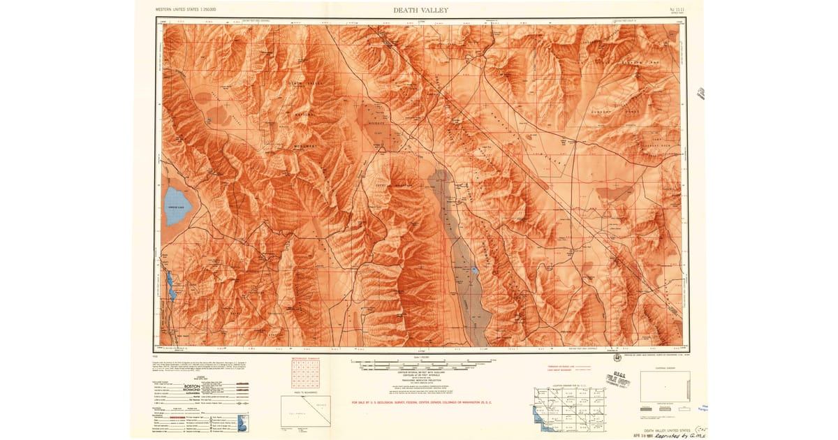 1956 Map of Death Valley, Inyo County, CA — High-Res | Pastmaps