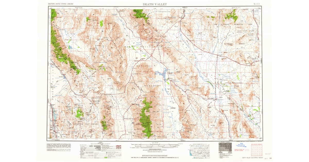 1964 Map of Death Valley, Inyo County, CA — High-Res | Pastmaps