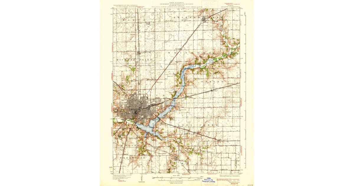 1933 Map of Decatur, IL — High-Res, 1933 Print #2 | Pastmaps
