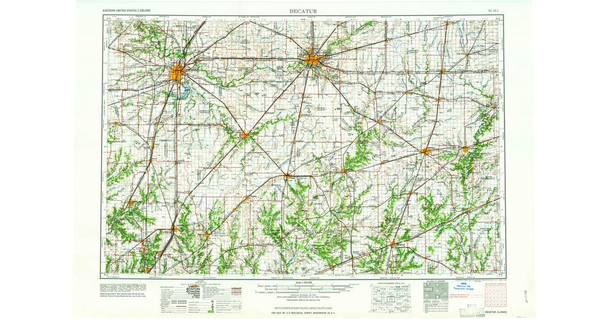 1961 Map of Decatur, IL — High-Res, 1961 Print #2 | Pastmaps