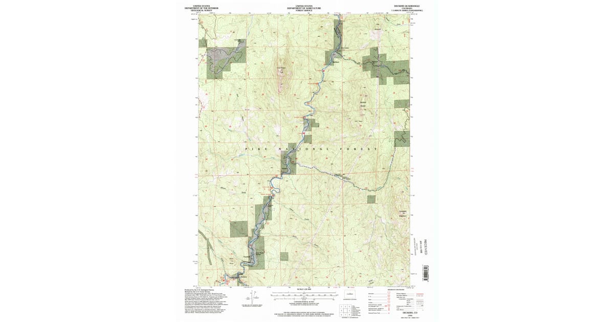 1994 Map of Deckers, Jefferson County, CO — High-Res | Pastmaps