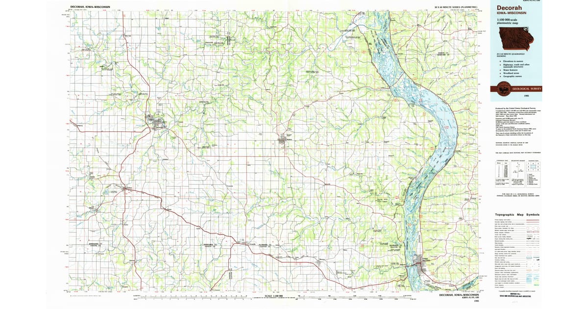 1985 Map of Decorah, IA — High-Res | Pastmaps