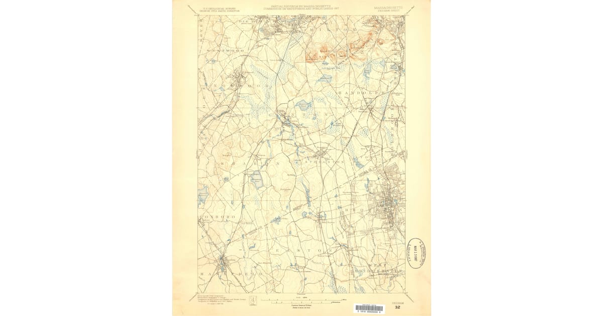 Old Maps of Foxborough, MA for Hiking & Exploration | Pastmaps
