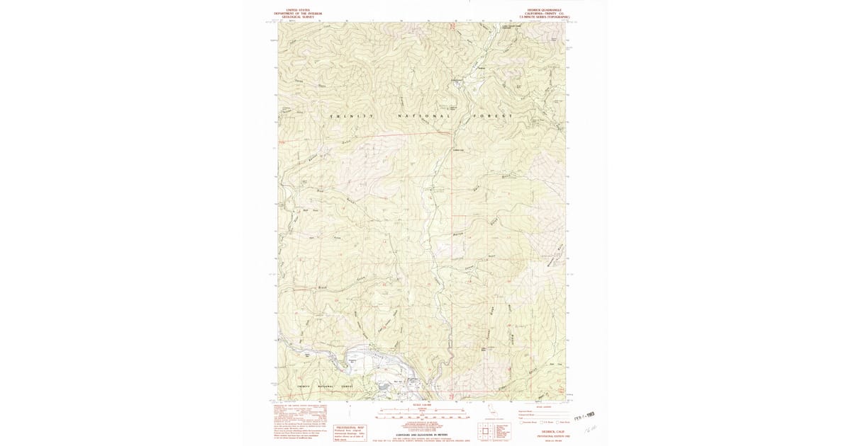 1982 Map of Dedrick, Trinity County, CA — High-Res | Pastmaps