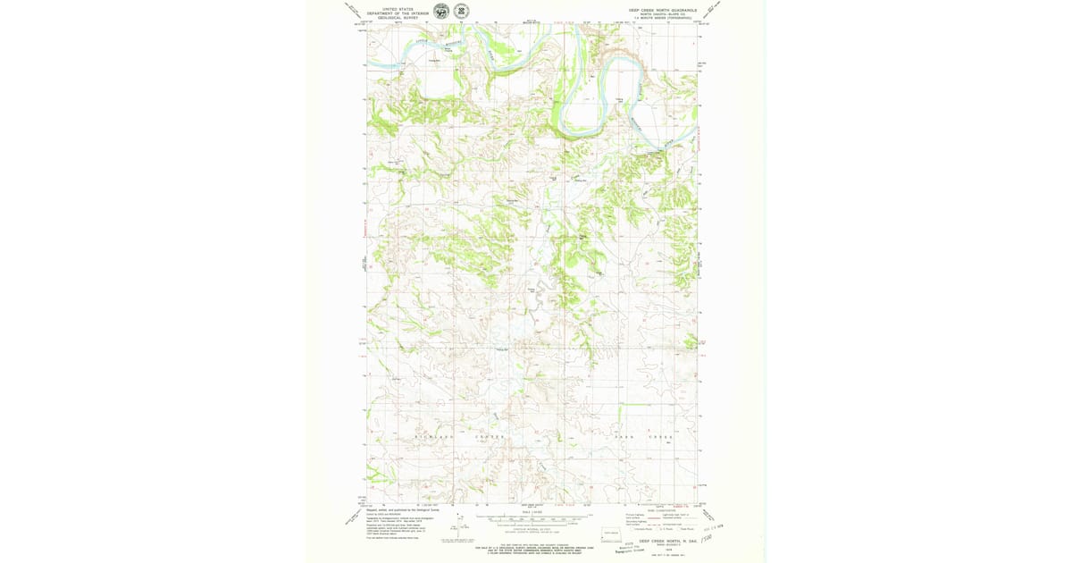 1979 Map of Deep Creek North, Slope County, ND — High-Res | Pastmaps