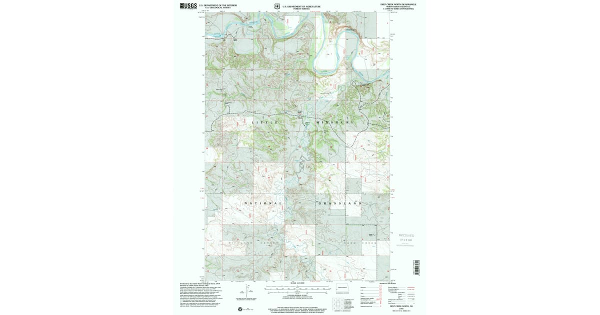 1997 Map of Deep Creek North, Slope County, ND — High-Res | Pastmaps