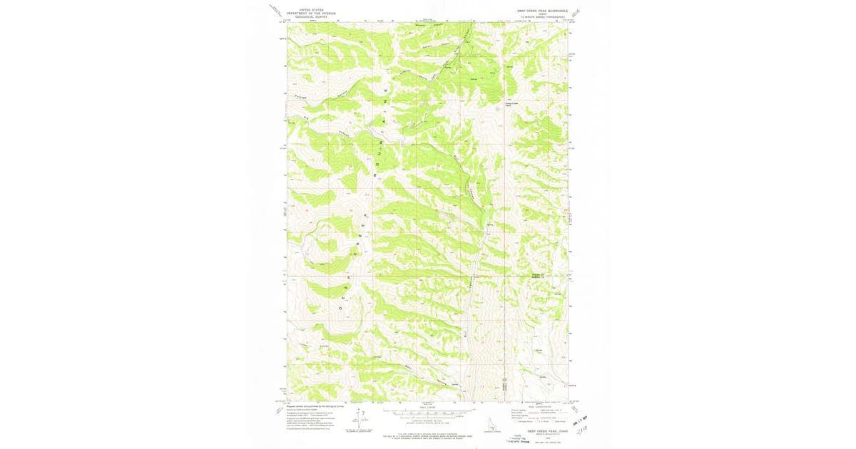 1973 Map of Deep Creek Peak, Power County, ID — High-Res | Pastmaps
