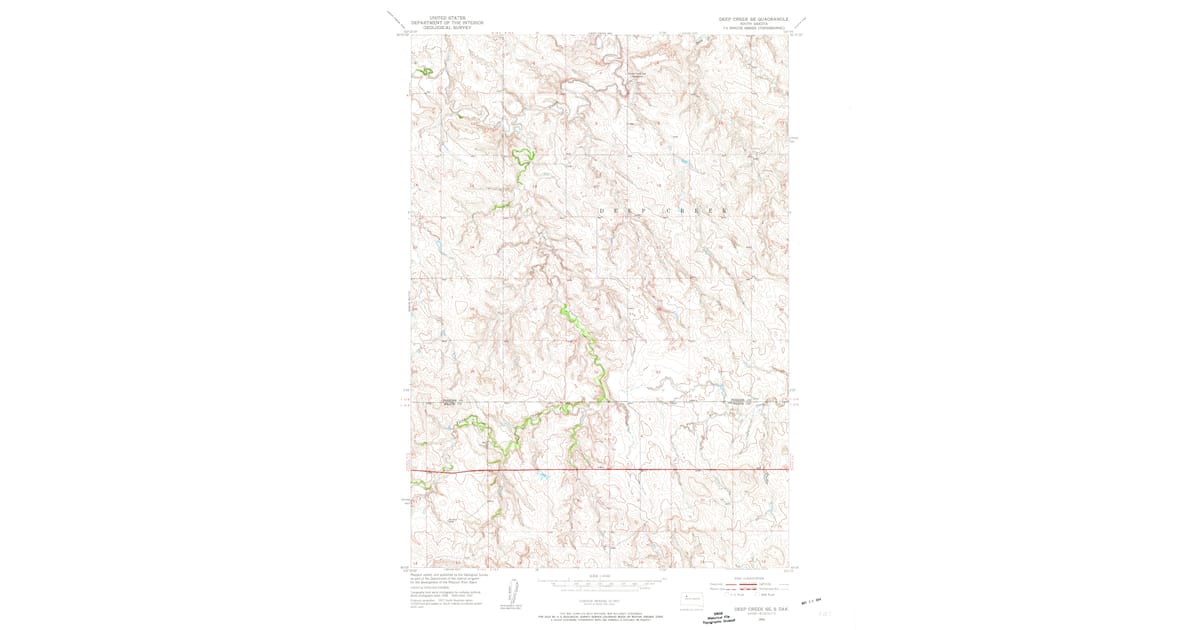 1952 Map of Deep Creek SE, Perkins County, SD — High-Res | Pastmaps