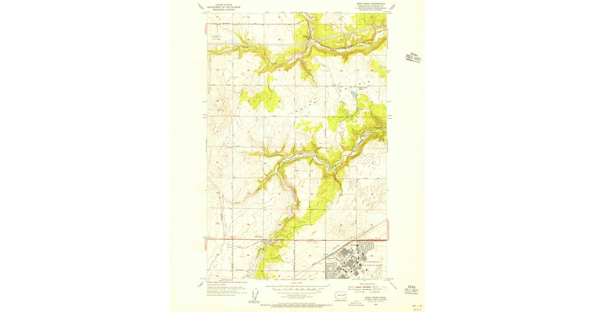1954 Map of Deep Creek, Spokane County, WA — High-Res | Pastmaps