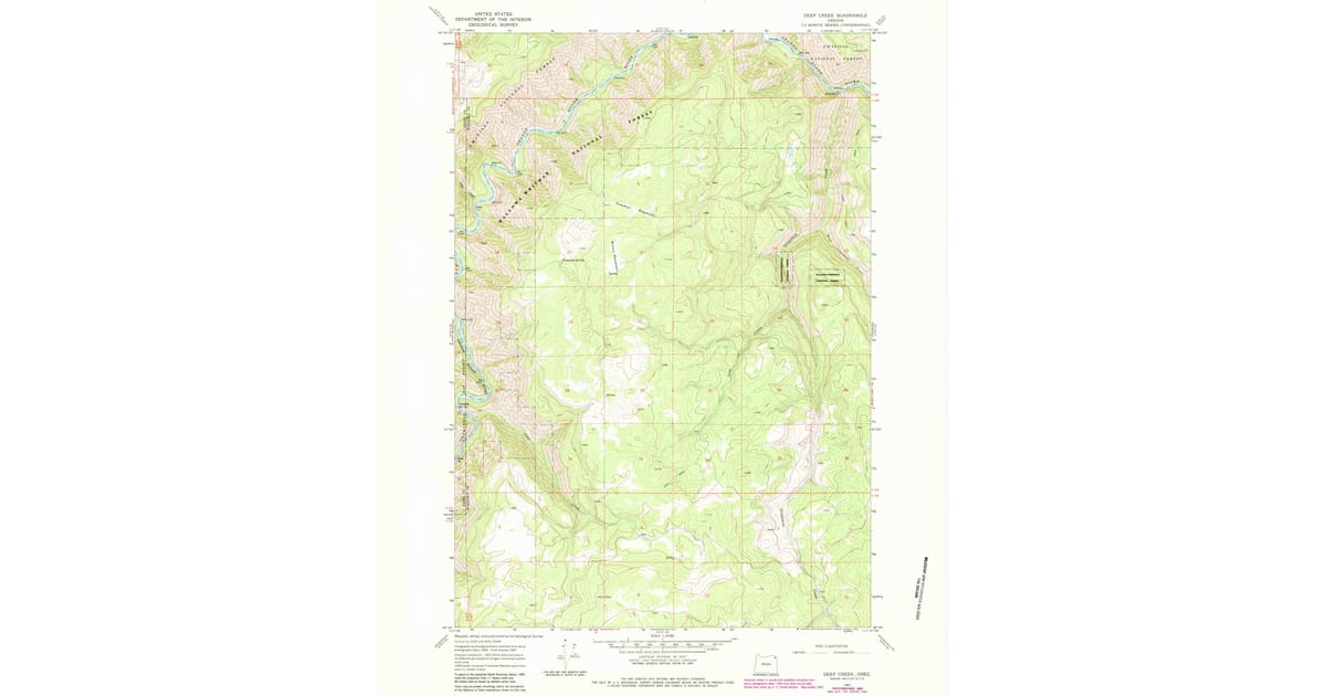 1967 Map of Deep Creek, Wallowa County, OR — High-Res, 1983 Print ...