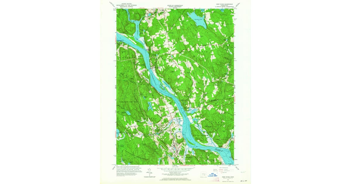 1961 Map of Deep River, Middlesex County, CT — High-Res | Pastmaps