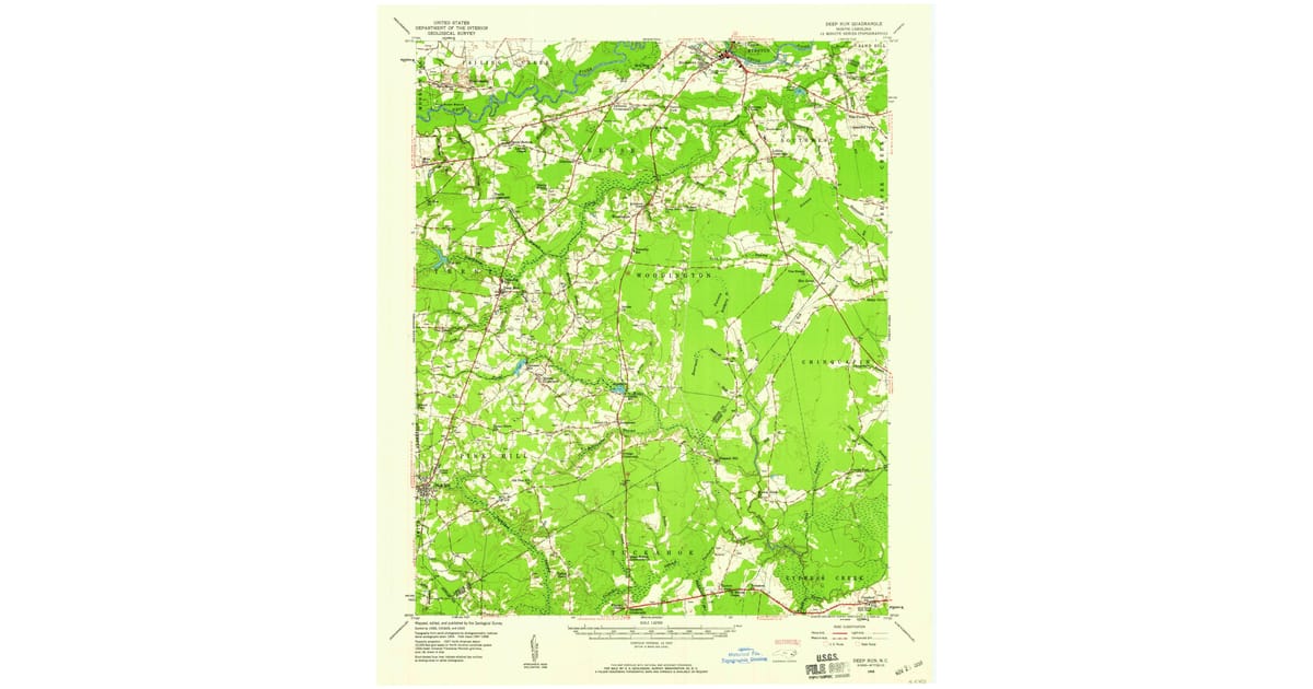 1958 Map of Deep Run, NC — High-Res | Pastmaps