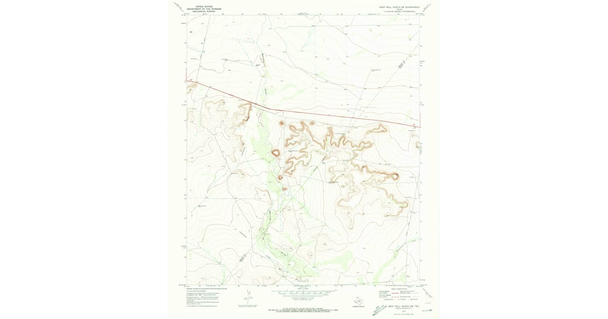 1970 Map of Deep Well Ranch NW, Reeves County, TX — High-Res | Pastmaps