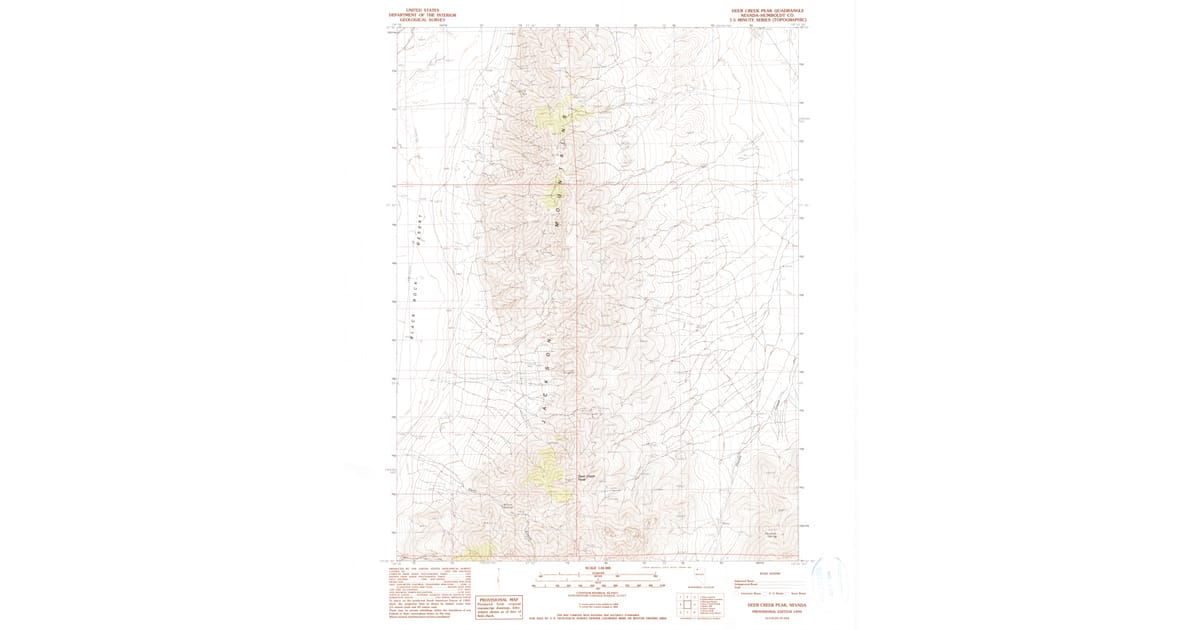 1990 Map of Deer Creek Peak, Humboldt County, NV — High-Res | Pastmaps