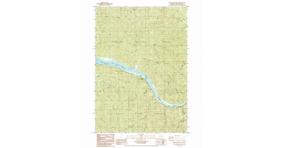 1985 Map of Deer Head Point, Douglas County, OR — High-Res | Pastmaps