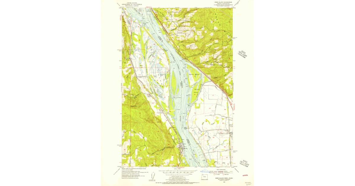 1954 Map of Deer Island, OR — High-Res | Pastmaps