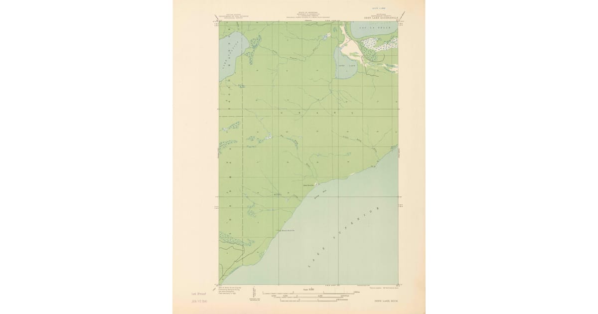 1939 Map of Deer Lake, Keweenaw County, MI — High-Res | Pastmaps