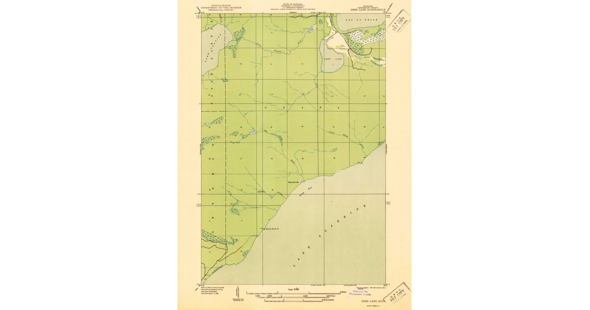 1940 Map of Deer Lake, Keweenaw County, MI — High-Res | Pastmaps