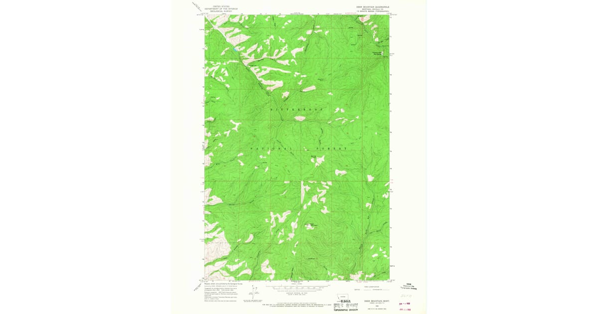 1964 Map of Deer Mountain, Ravalli County, MT — High-Res | Pastmaps