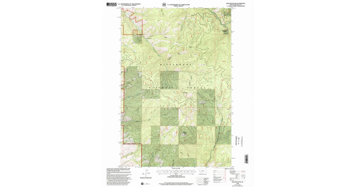 1998 Map of Deer Mountain, Ravalli County, MT — High-Res | Pastmaps