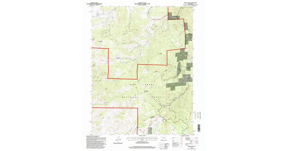 1994 Map of Deer Peak, Custer County, CO — High-Res | Pastmaps