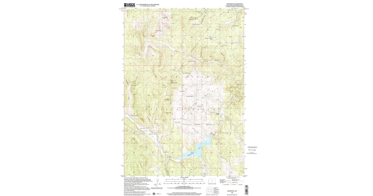 1998 Map of Deerfield, Pennington County, SD — High-Res | Pastmaps
