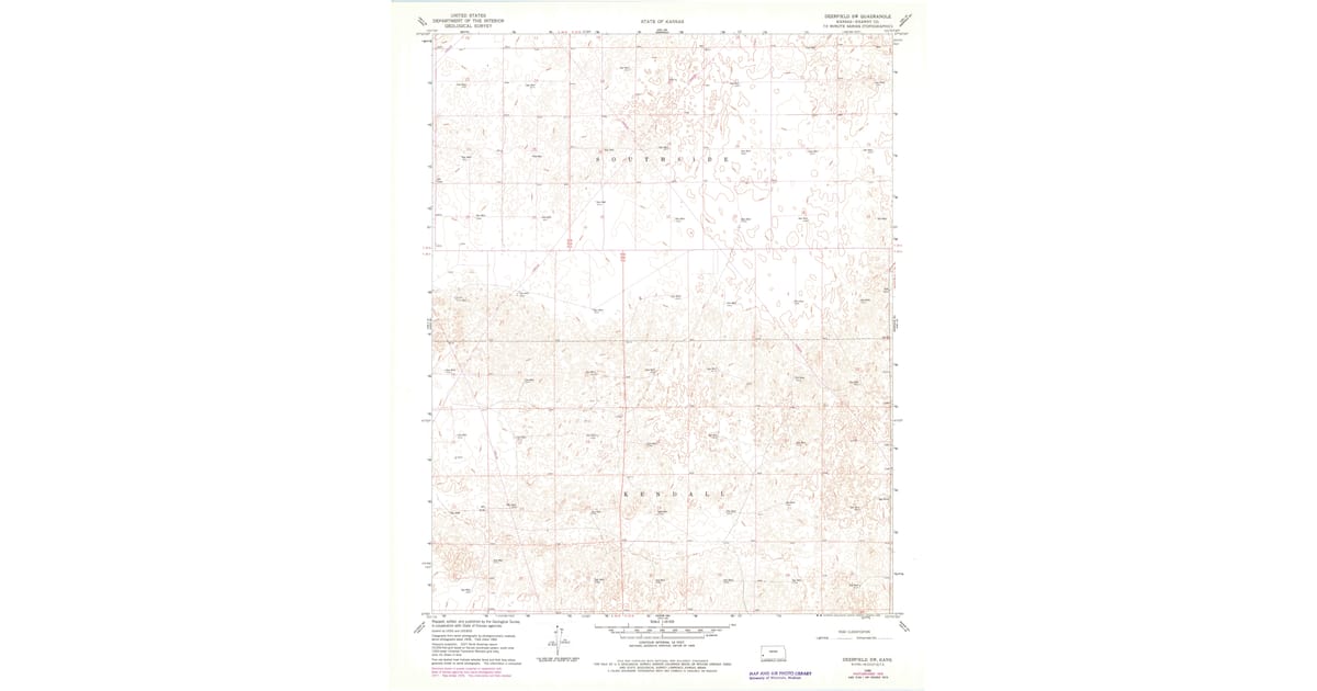 1960 Map of Deerfield SW, Kearny County, KS — High-Res, 1978 Print ...