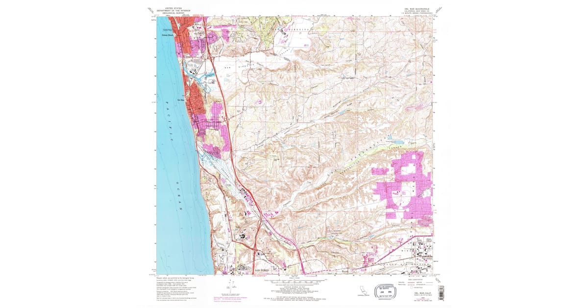 1967 Map of Del Mar, California — High-Res, 1978 Print | Pastmaps
