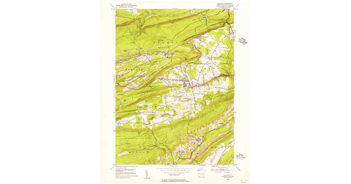 1954 Map of Delano, Schuylkill County, PA — High-Res | Pastmaps